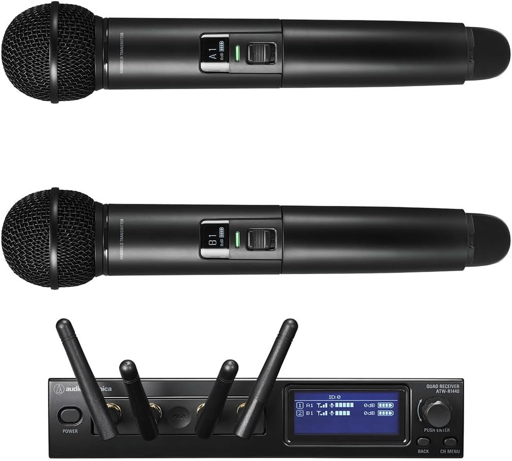 Sistema con receptor y 2 transmisores de mano marca Audio technica ...
