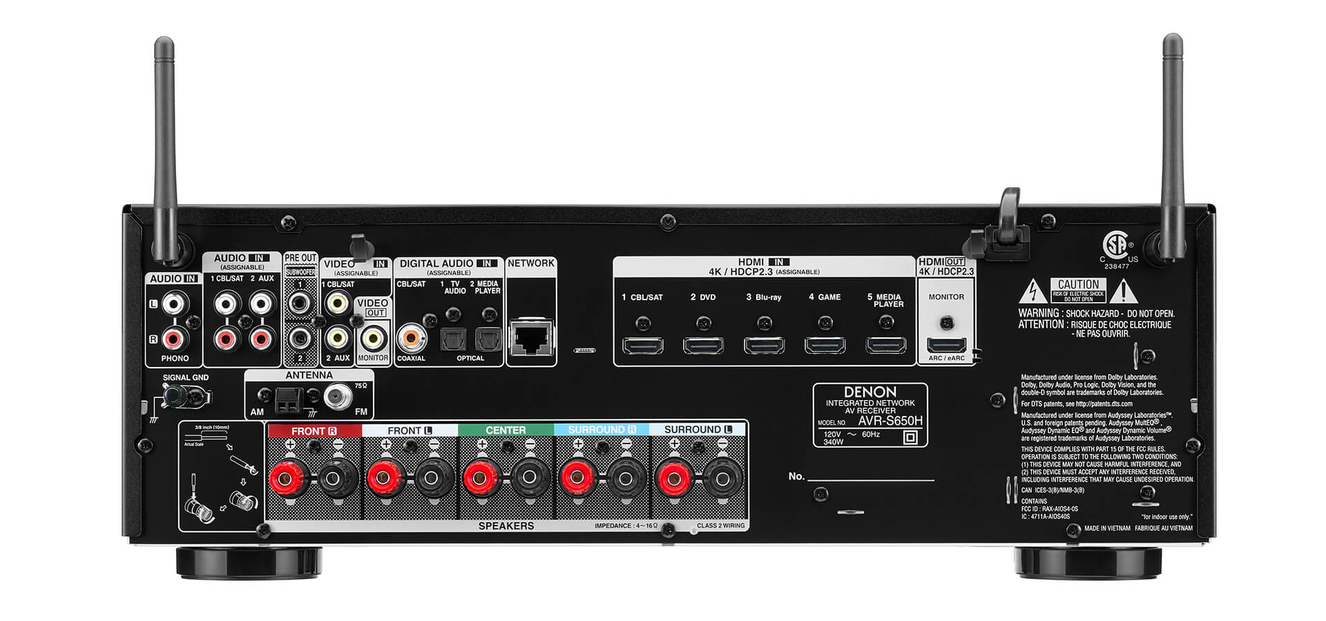 Amplificador Denon marca Denon modelo AVR-S650H